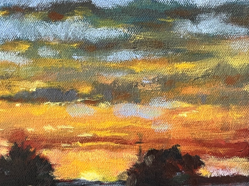 Sunset Oil Painting All Original Sunset Painting Pond Sunset - Etsy