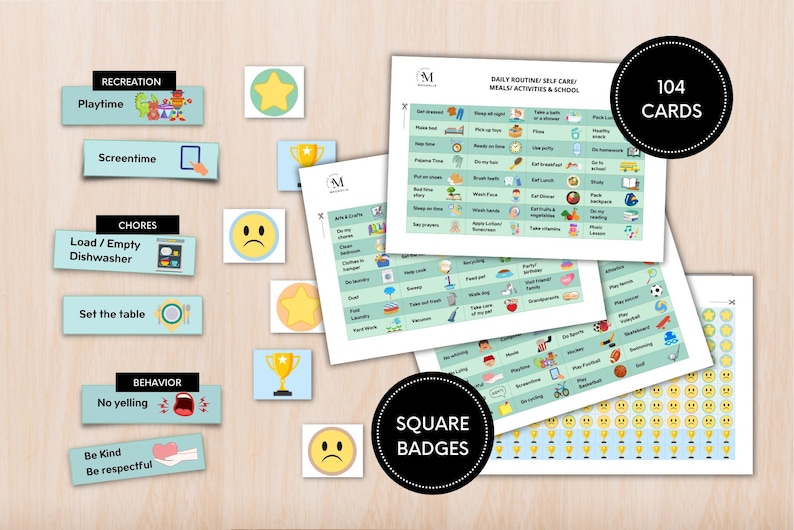 Behavior Chart, Printable Kids Reward Chart, Routine Chart, Editable ...