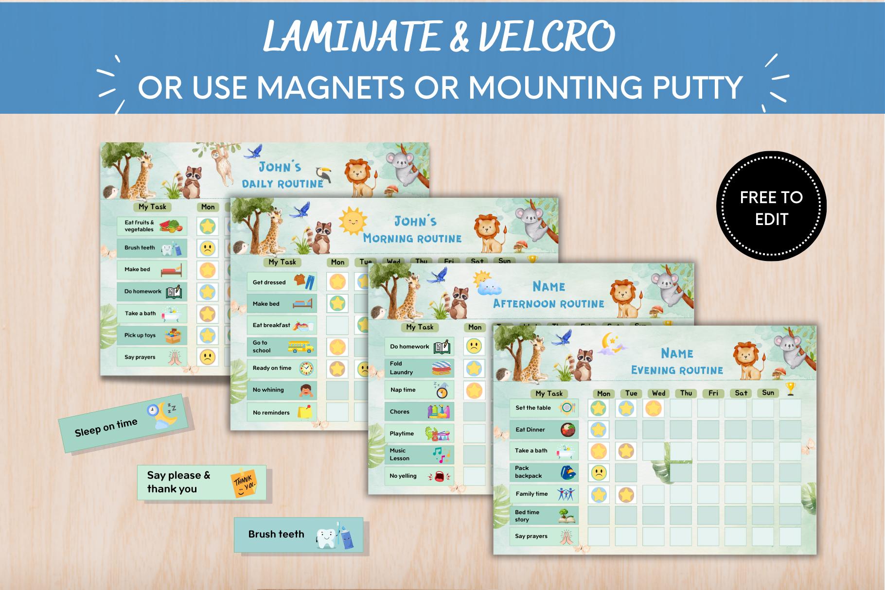 Behavior Chart, Printable Kids Reward Chart, Routine Chart, Editable ...