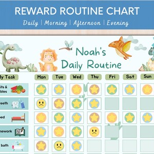 Behavior Chart, Printable Kids Reward Chart, Routine Chart, Editable ...