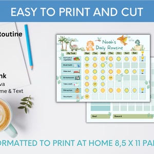 Behavior Chart, Printable Kids Reward Chart, Routine Chart, Editable ...