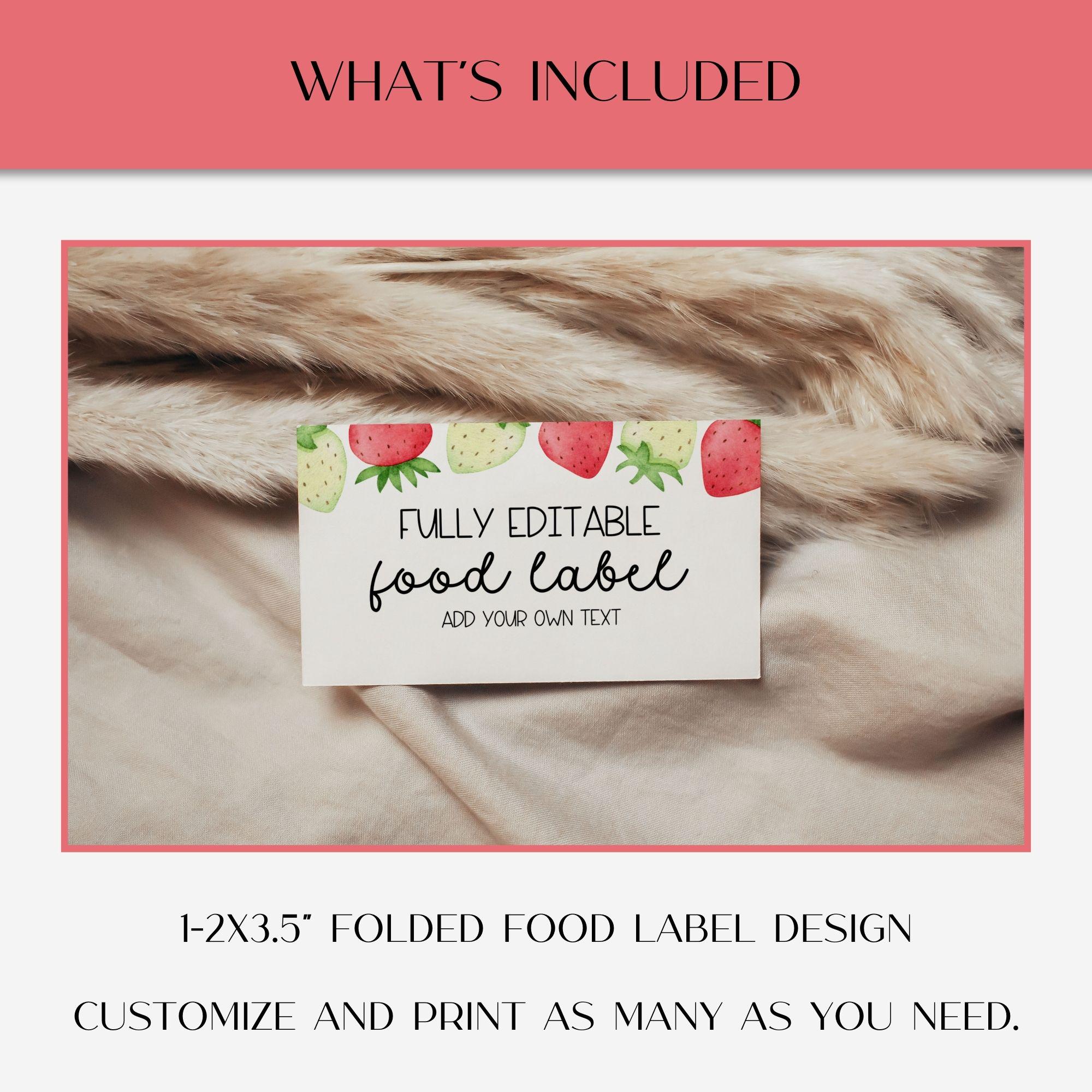 Berry Sweet Baby Shower Food Labels, Printable Berry Sweet Food Tent ...