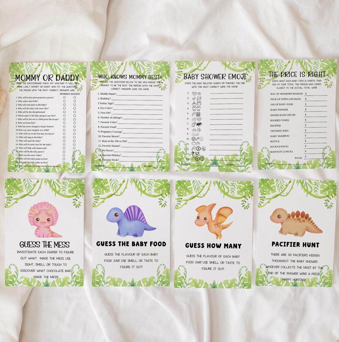 Dino Baby Shower Games, Dino Baby Shower Editable Games, Printable ...