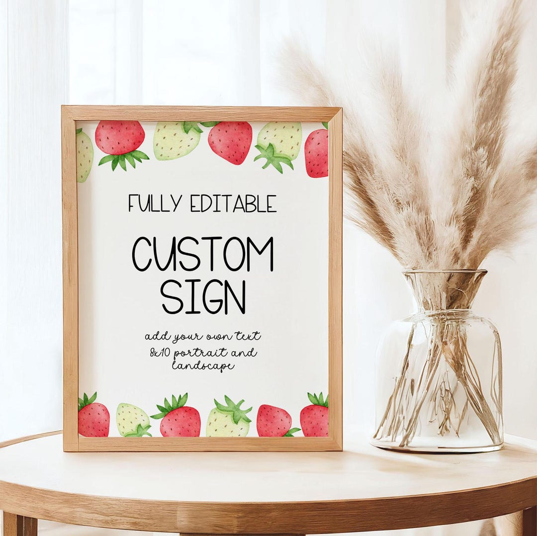 Berry Sweet Baby Shower Custom Signs, Printable Berry Sweet Custom ...
