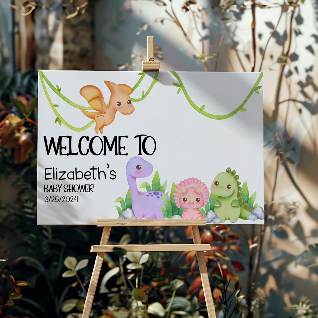 Dino Baby Shower Welcome Signs, Printable Dino Welcome Signs, Baby ...