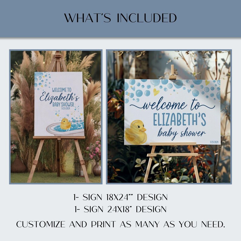 Duck Baby Shower Welcome Signs, Printable Duck Welcome Signs, Baby ...