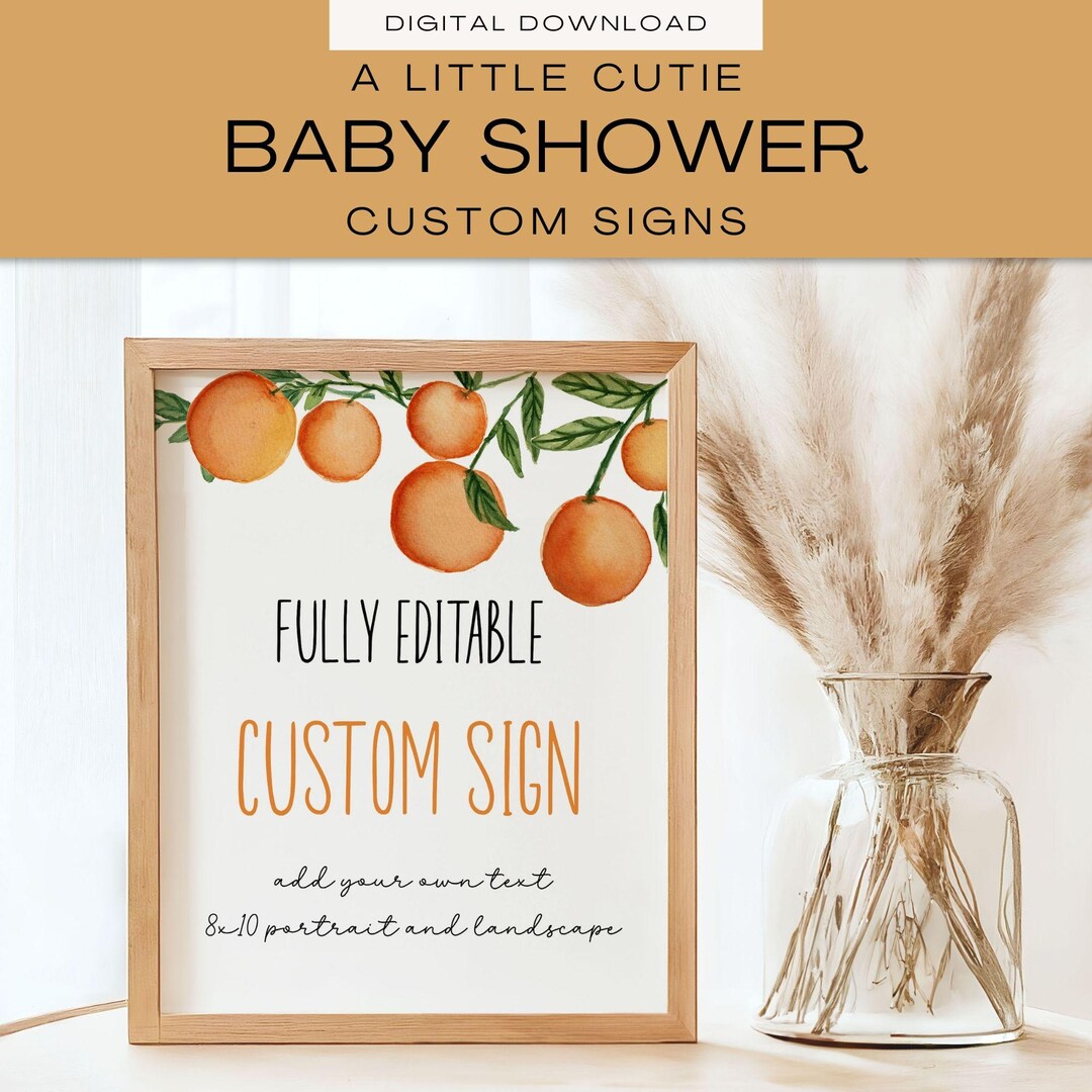 A Little Cutie Baby Shower Custom Signs, Printable A Little Cutie ...