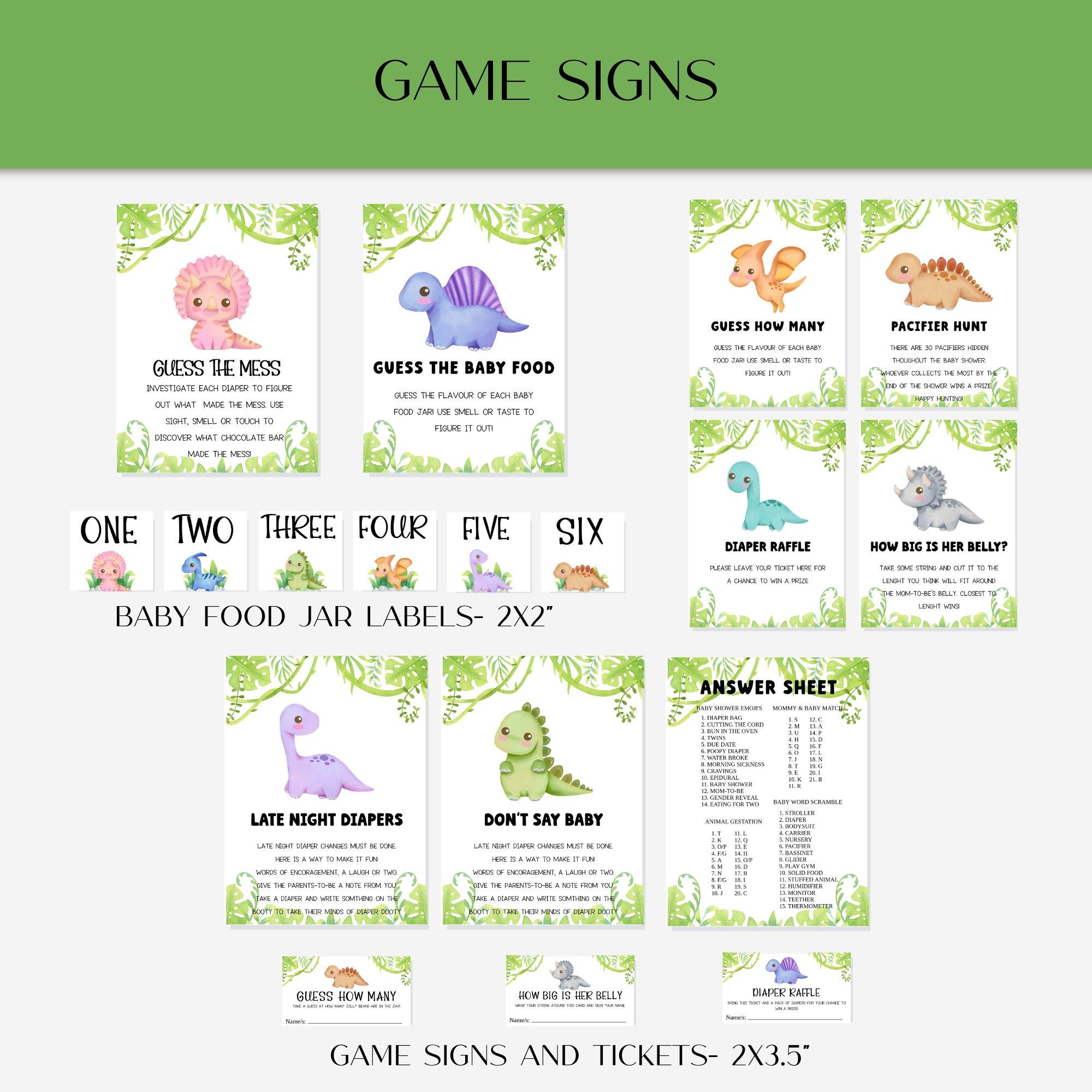 Dino Baby Shower Games, Dino Baby Shower Editable Games, Printable ...