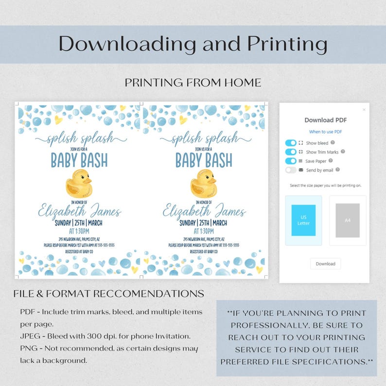 Rubber Duck Baby Shower Food Label, Duck Baby Shower Buffet Card, Baby ...