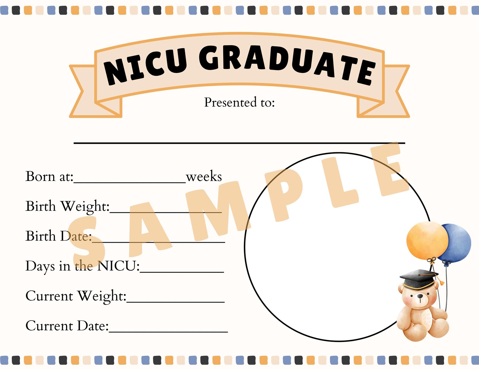 NICU Teddy Bear Graduation Diploma Certificate, SPANISH Included, NICU ...