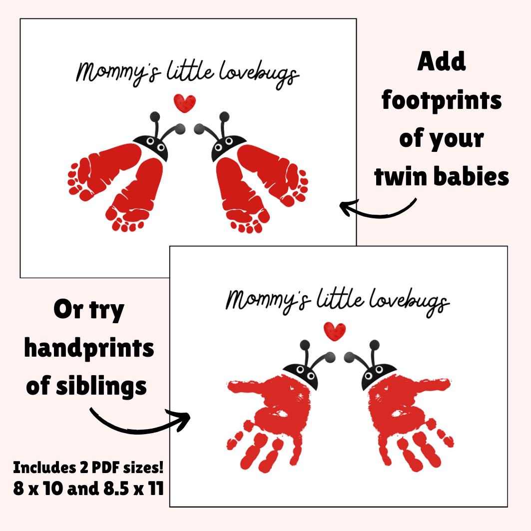 PRINTABLE Twin Sibling Mommy's Little Love Bug Handprint Footprint ...
