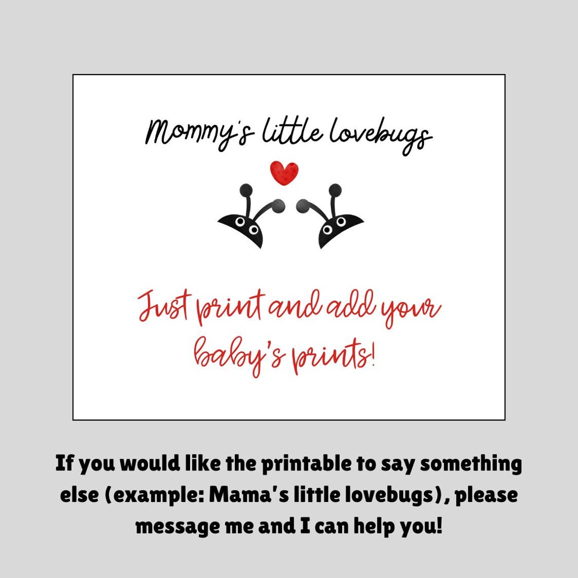 PRINTABLE Twin Sibling Mommy's Little Love Bug Handprint Footprint ...