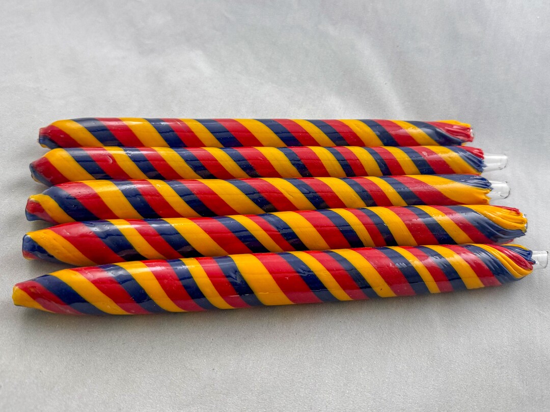 COE 33 Boro Tubing, One Handmade Opaque Swirl Tube Red Yellow Blue ...