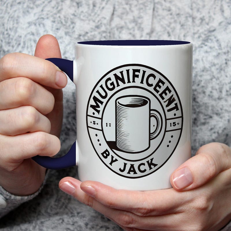 Navy Blue Custom Logo Mug - Etsy