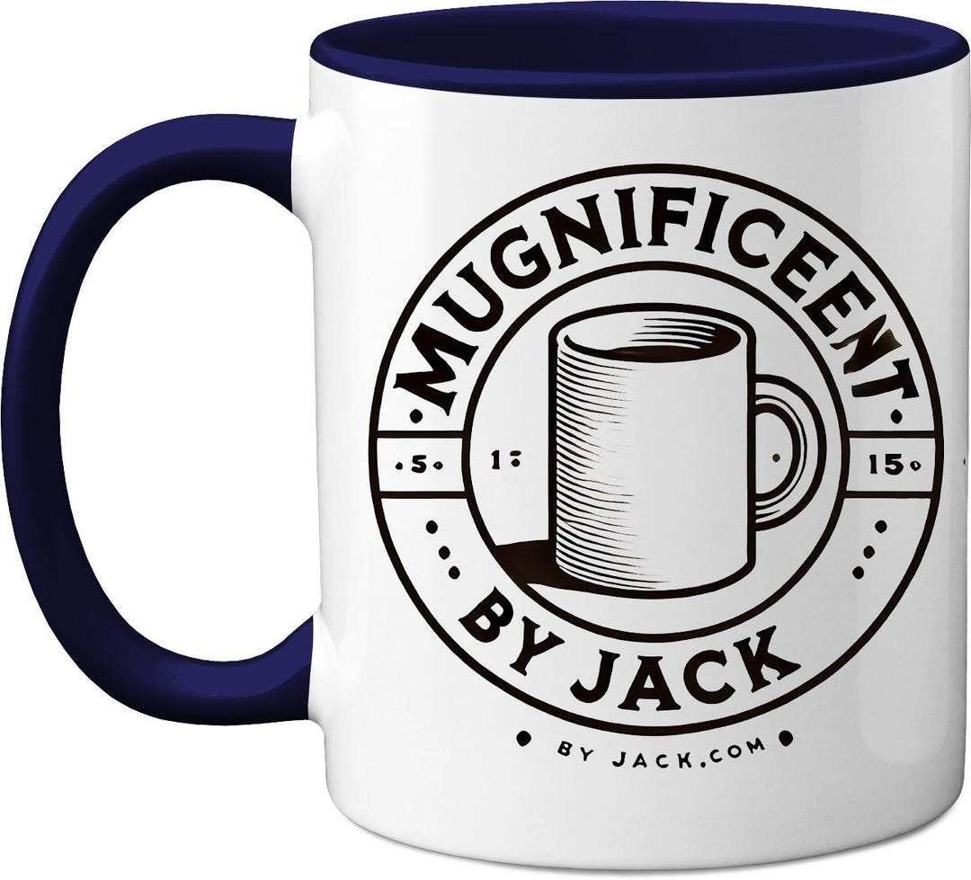 Navy Blue Custom Branded Business Logo Mugs Cups Merchandise Personalised Merch Promotional ...