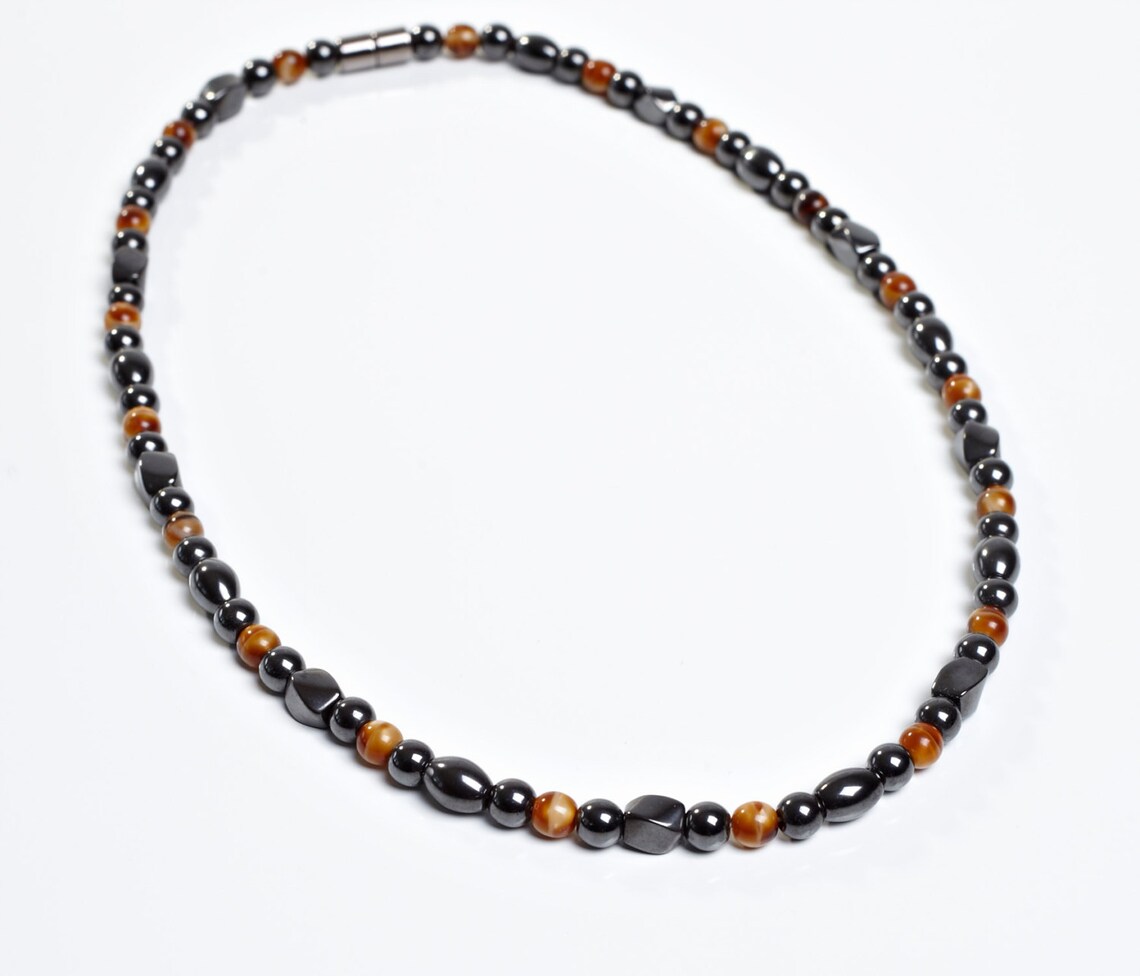 Brown and Black Magnetite Necklace Shades of Tan Magnetic - Etsy
