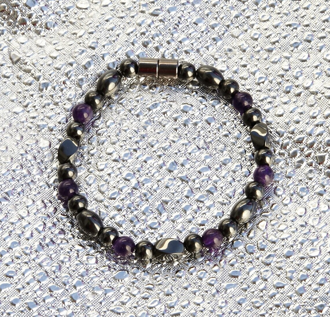 Amethyst and Magnetite Magnetic Bracelet by Happy and Healthy - Etsy