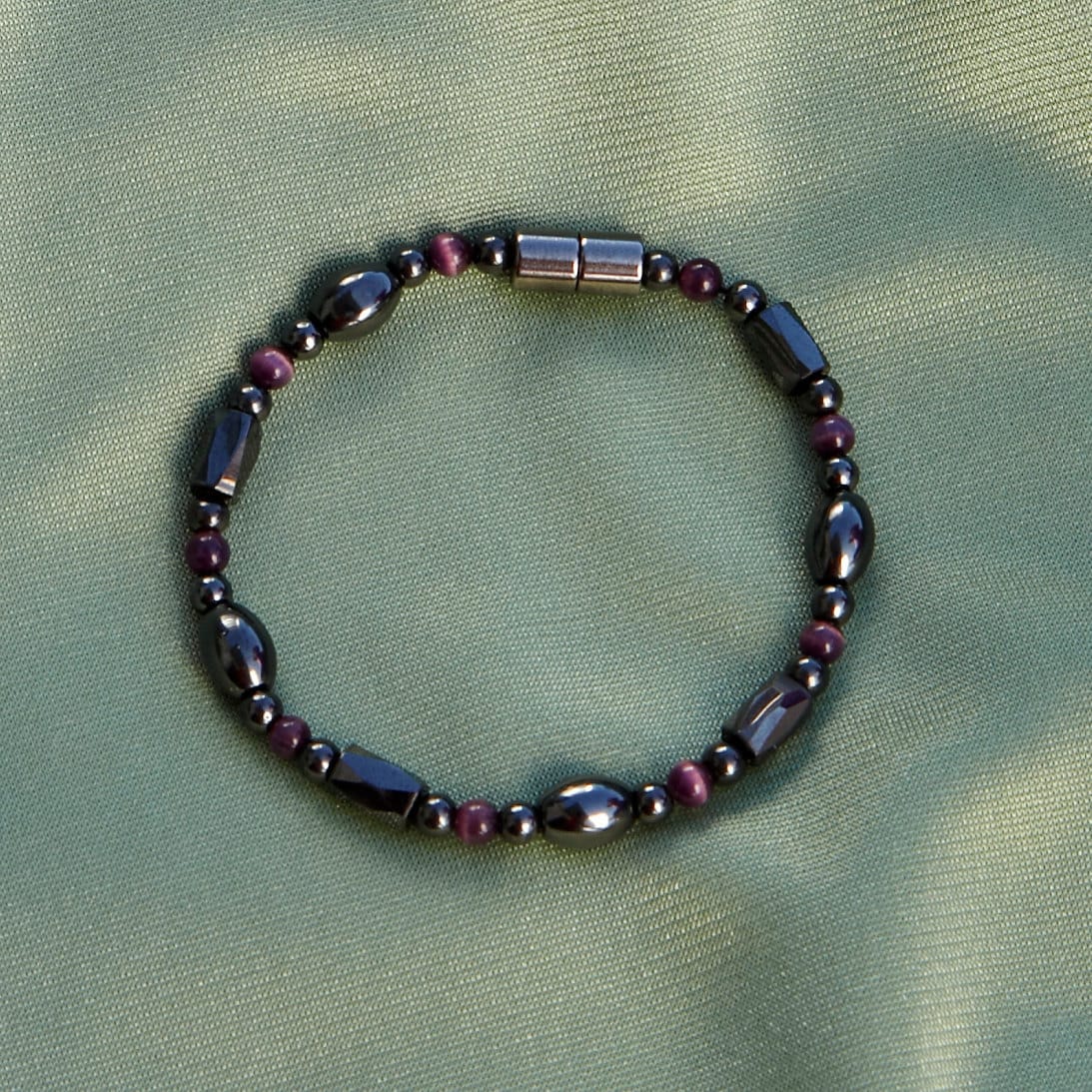 Magnetic Therapy Bracelet Purple and Magnetite Milan Style | Etsy