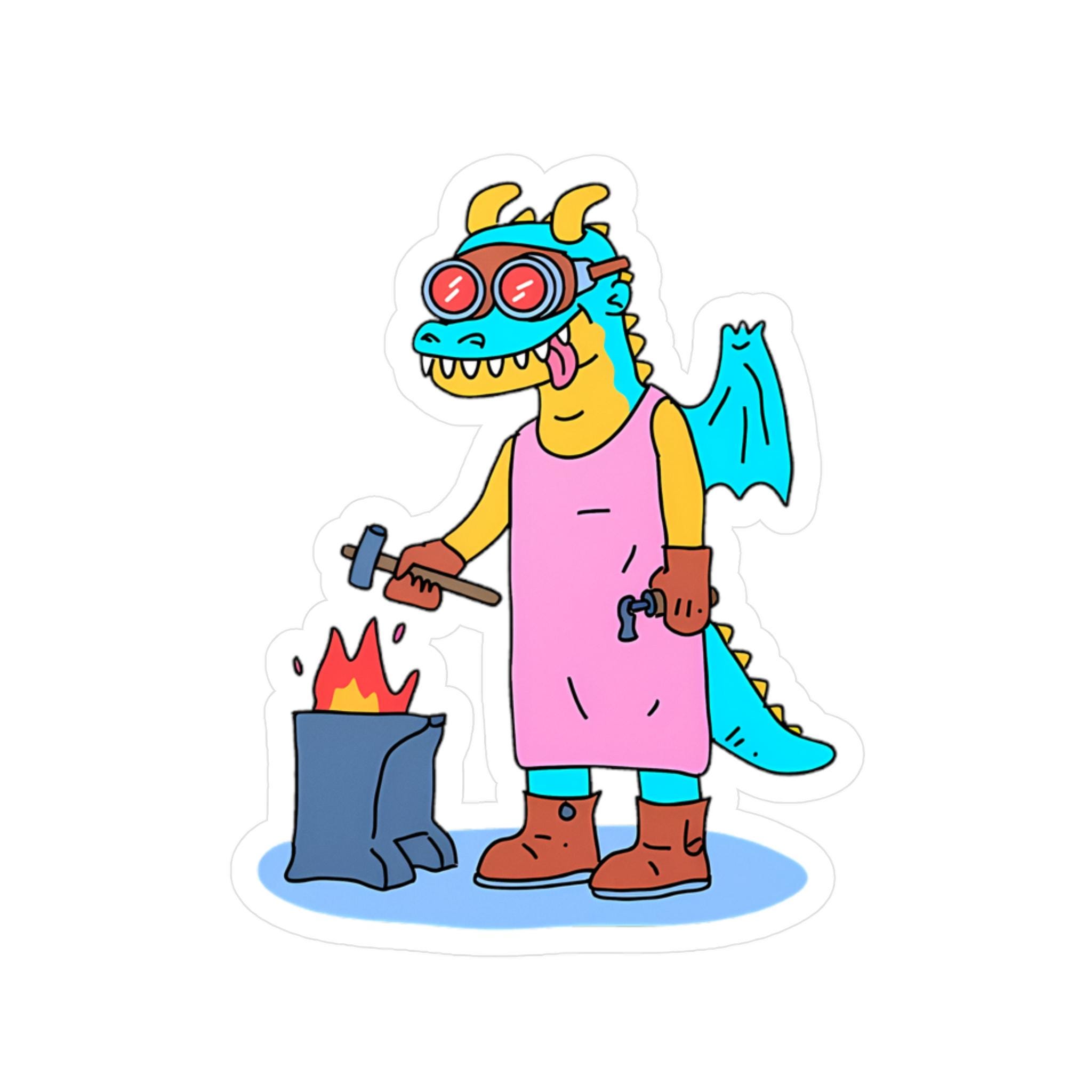 Dragon Blacksmith Vinyl Sticker/decal - Water Bottle / Scrapbooking ...