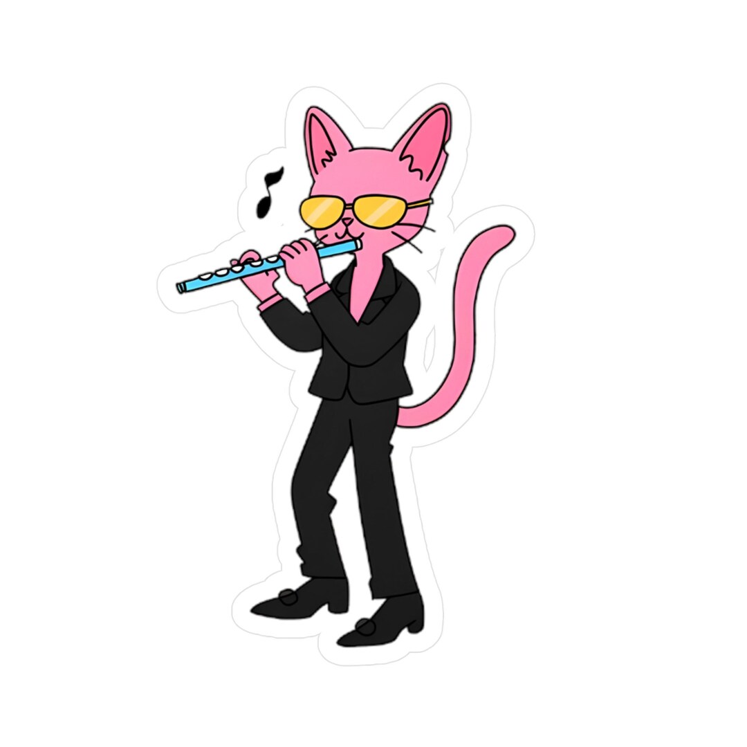 Flute Cat Vinyl Sticker/decal - Water Bottle / Scrapbooking / Decal ...