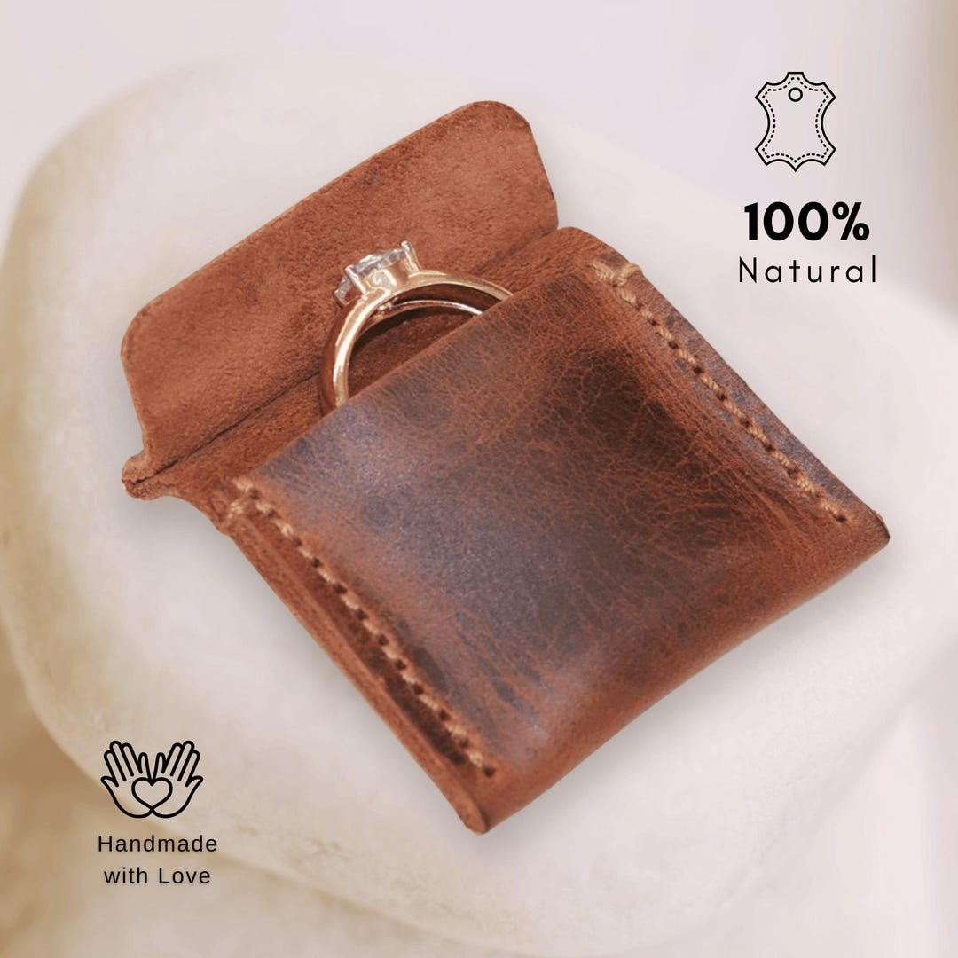 Leather Engagement Ring Pouch, Wedding Ring Bag, Jewelry Storage, Ring ...