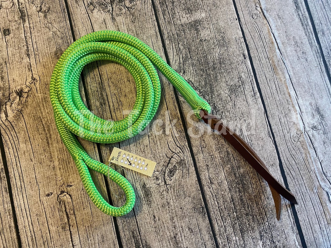 PRE-MADE 8' Horse Lead Standard Loop Polyester Yacht Rope With Leather ...