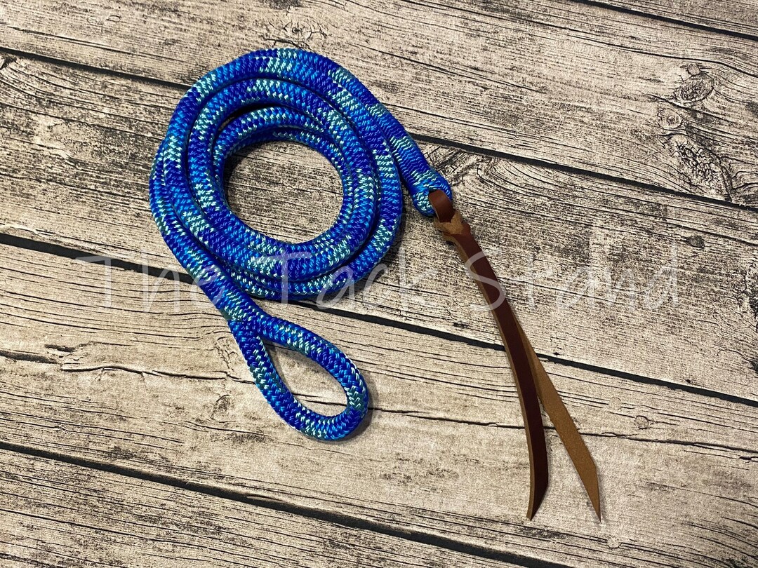PRE-MADE 9' Horse Lead Standard Loop Polyester Yacht Rope With Leather ...