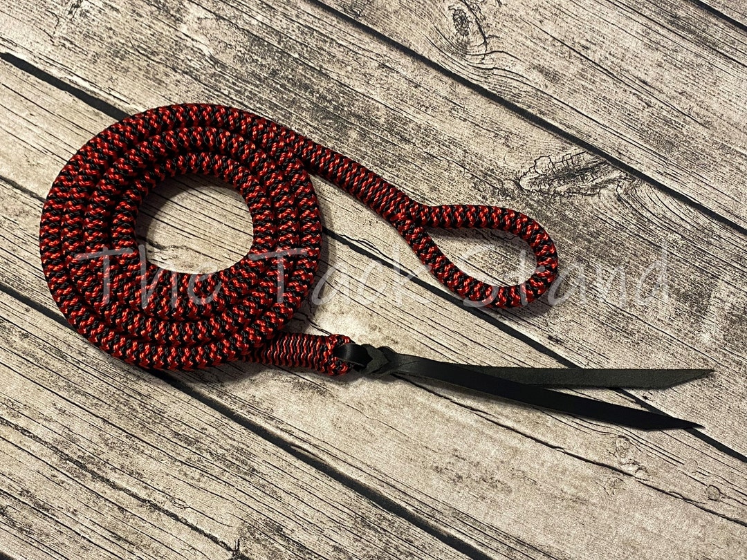 PRE-MADE 9' Horse Lead Standard Loop Polyester Yacht Rope With Leather ...