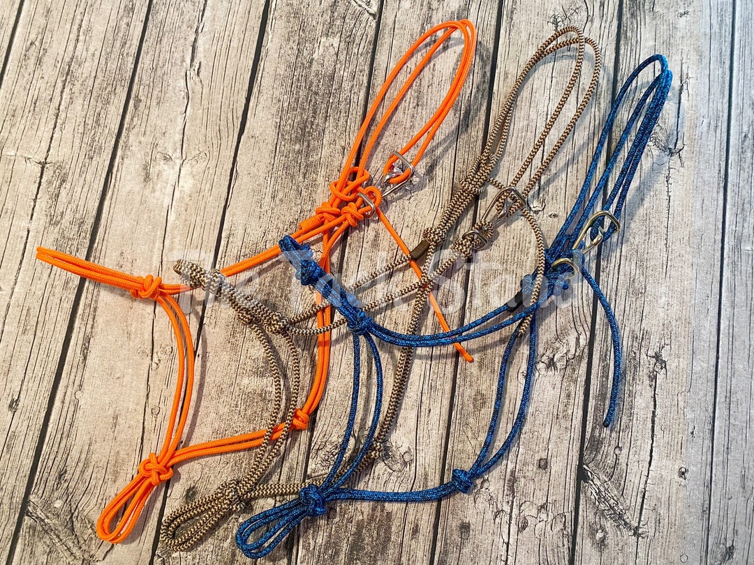 Custom Easy on No Tie Clip Premium Firm-stiff 1/4" Rope Halter With 12 ...