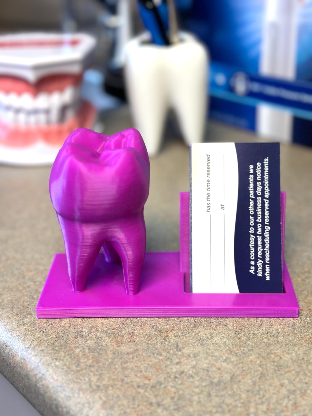 3D Printed Tooth Card Holder, Dental Office Decor, Magenta - Etsy