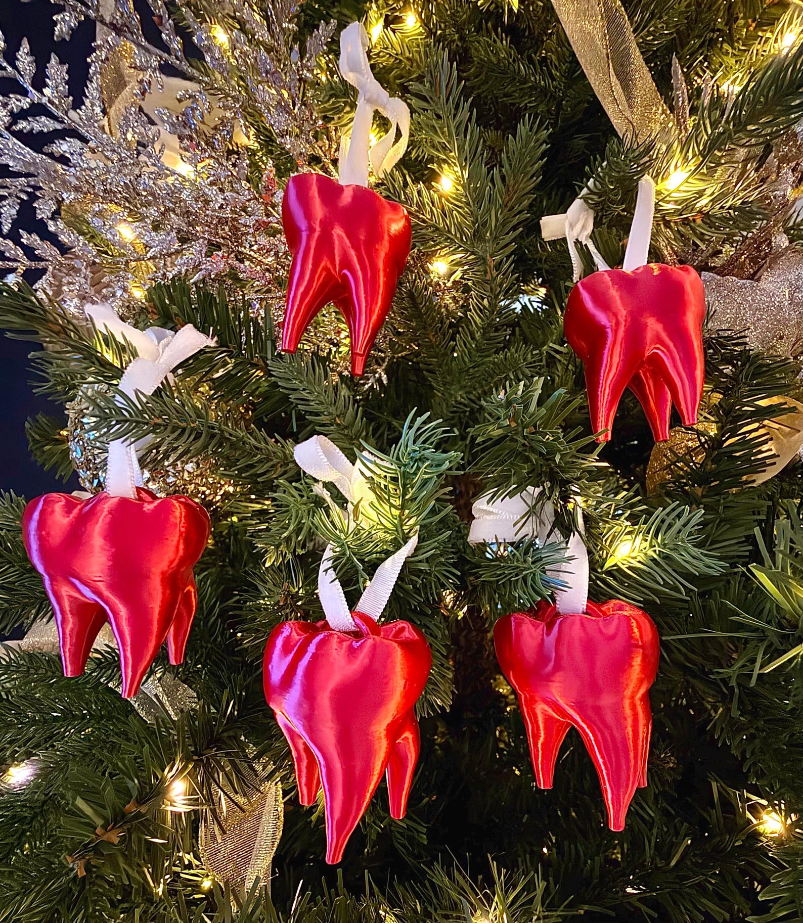 3D Tooth Christmas Ornaments: Dental Office Holiday Decor, Set of 5 ...