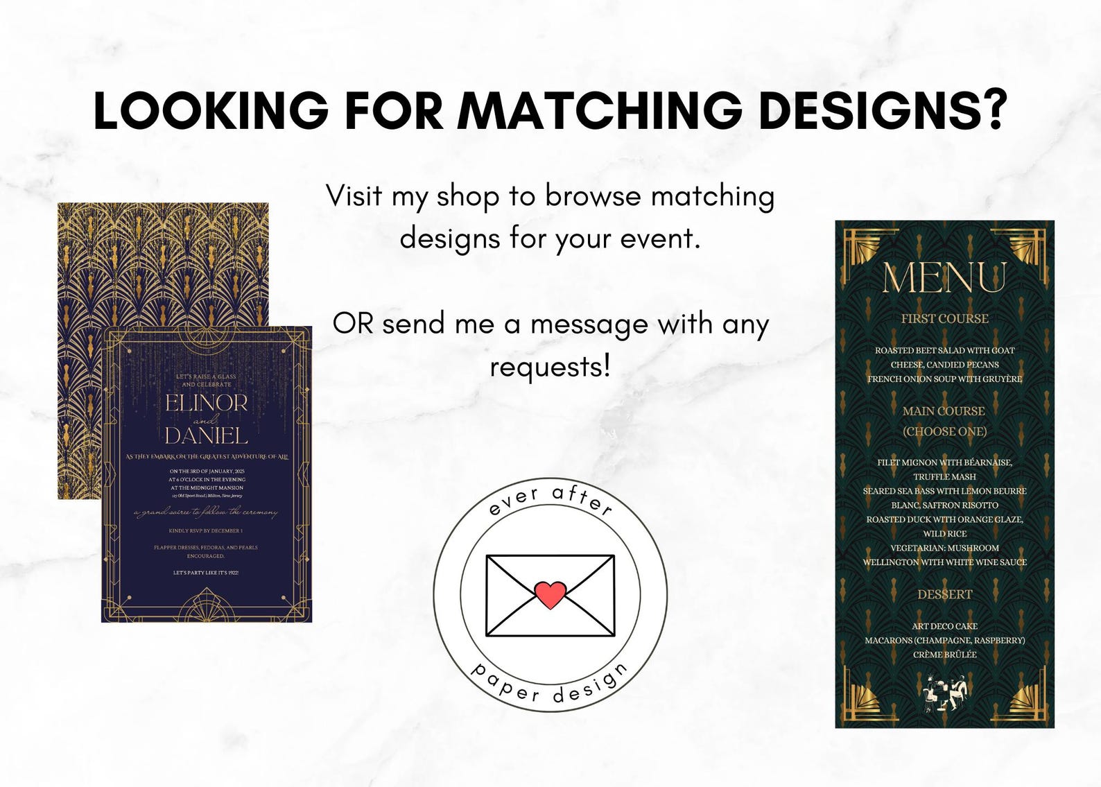 Great Gatsby Menu Template | Great Gatsby Wedding Menu | 1920's Menu ...