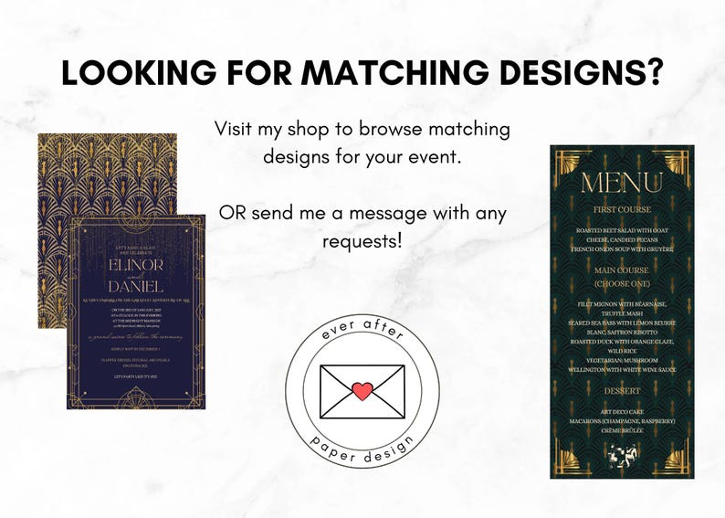 Great Gatsby Menu Template | Great Gatsby Wedding Menu | 1920's Menu ...