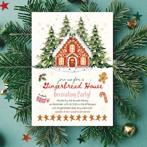 Gingerbread House Decorating Party Invitation Template (DIY Editable ...