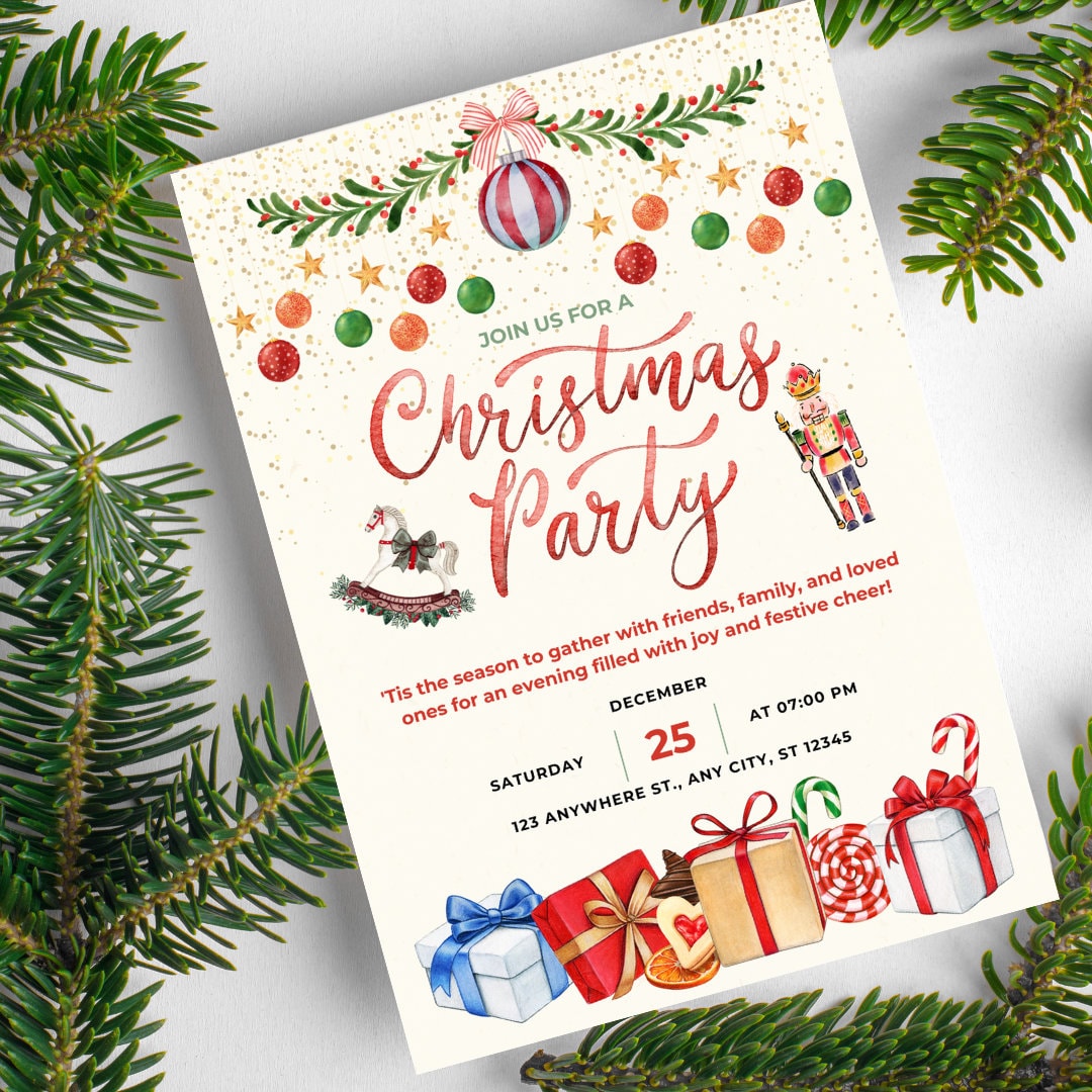 Editable Christmas Party Invitation Template (digital Download) - Etsy