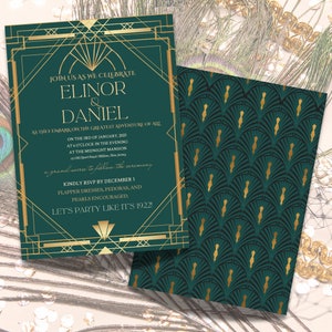 Printable Great Gatsby Invitation | Art Deco Digital Download | Green ...