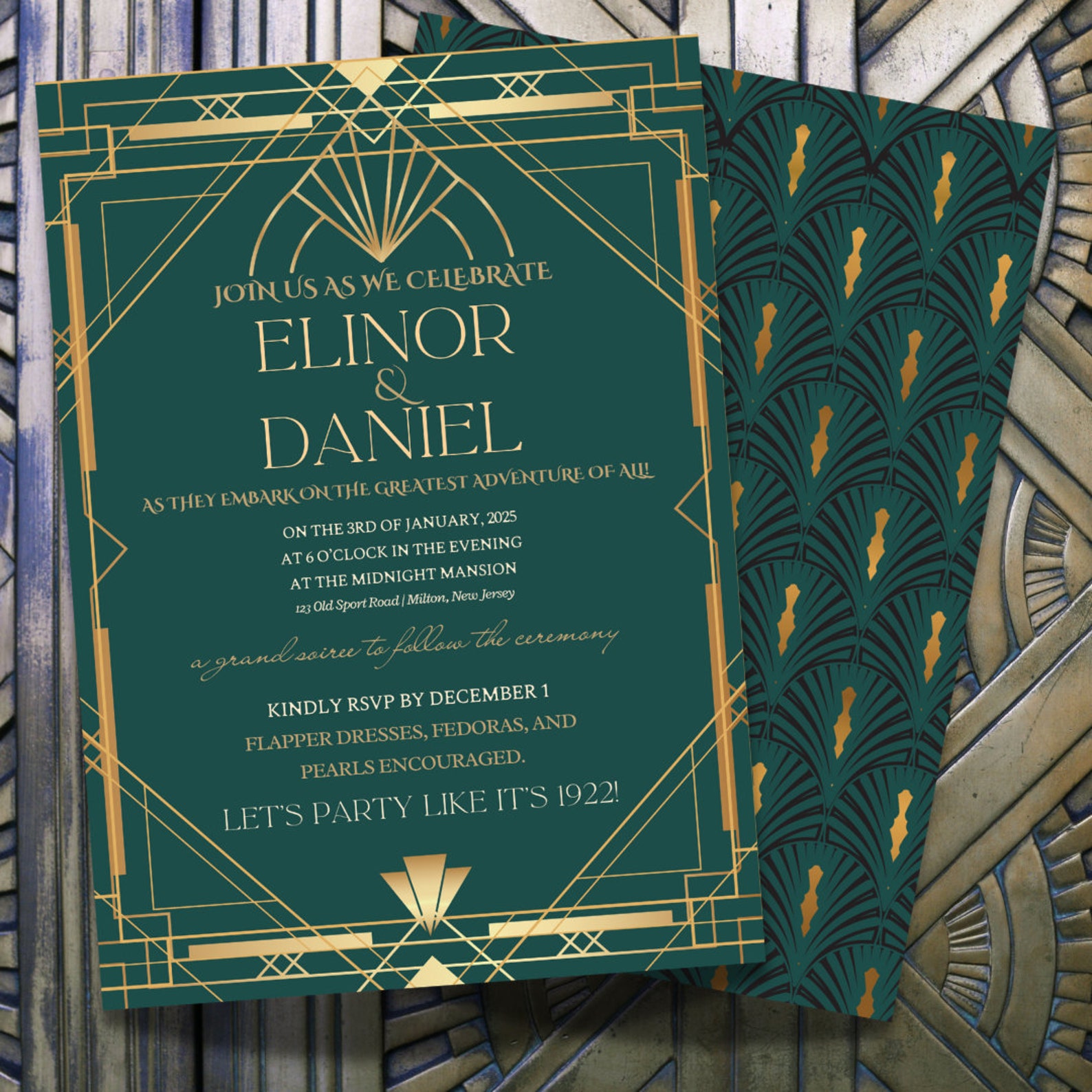 Printable Great Gatsby Invitation | Art Deco Digital Download | Green ...