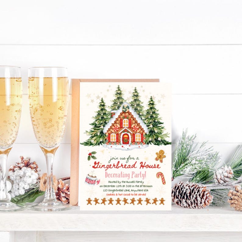 Gingerbread House Decorating Party Invitation Template (DIY Editable ...