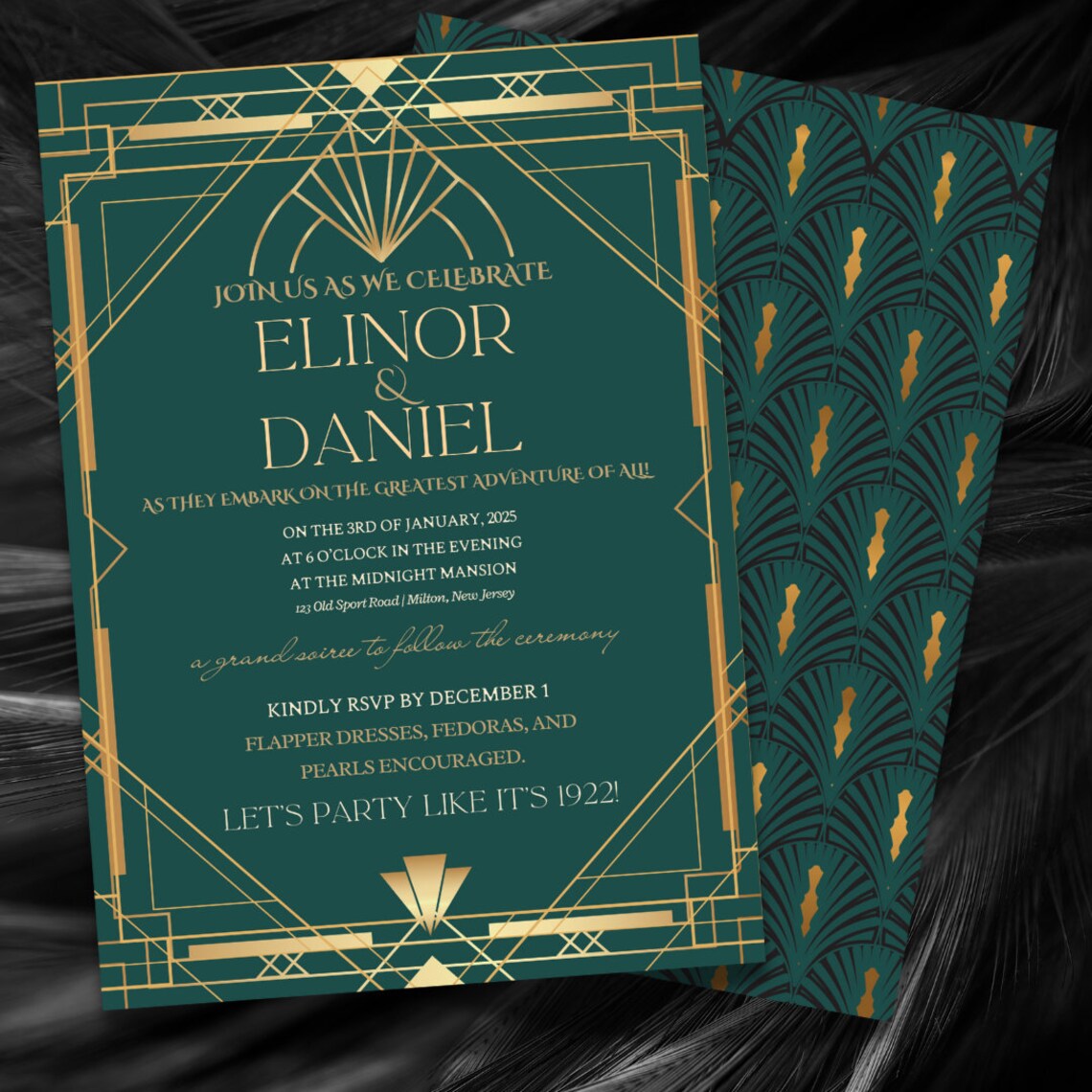 Printable Great Gatsby Invitation | Art Deco Digital Download | Green ...