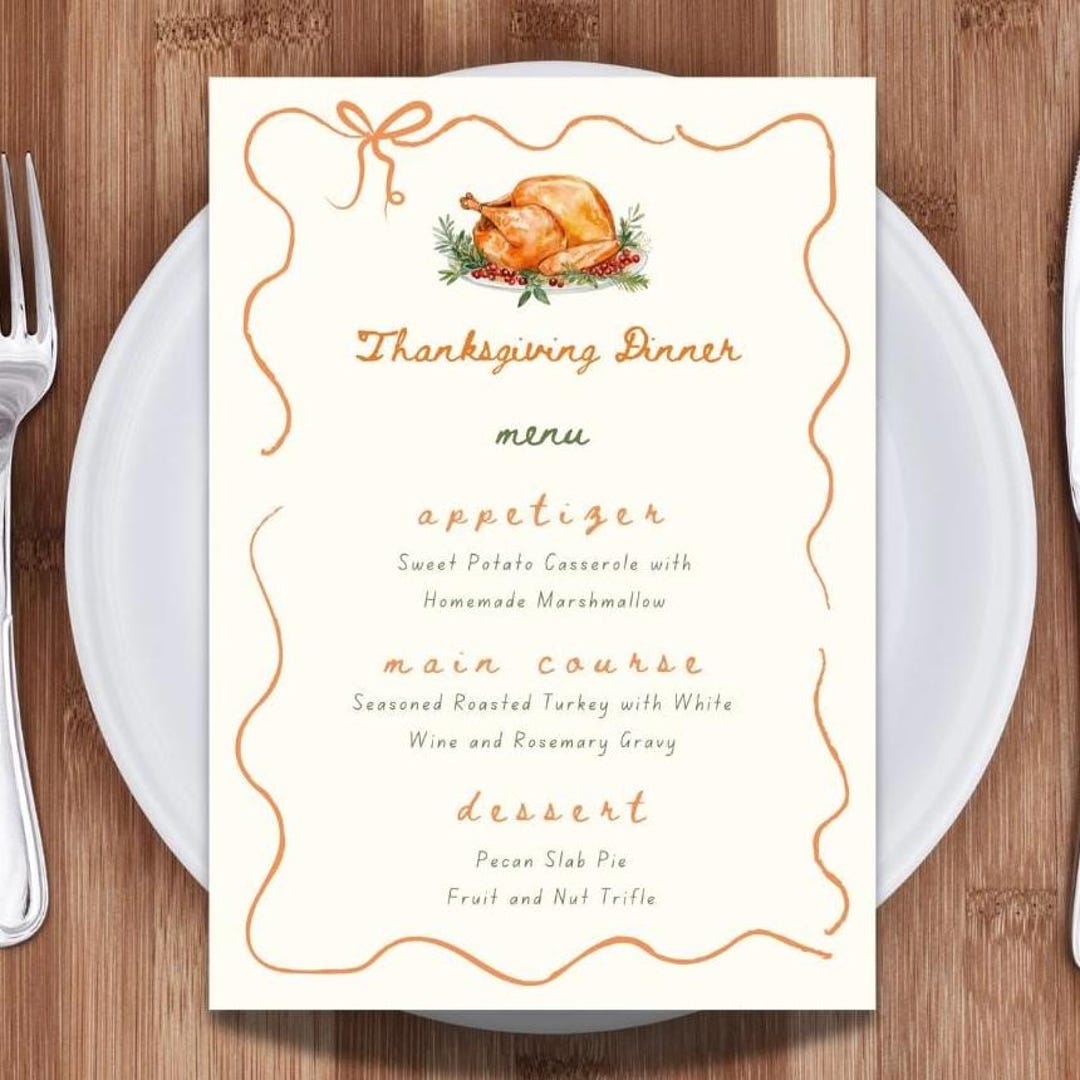 Thanksgiving Dinner Menu Template: Elegant Customizable Design (digital ...