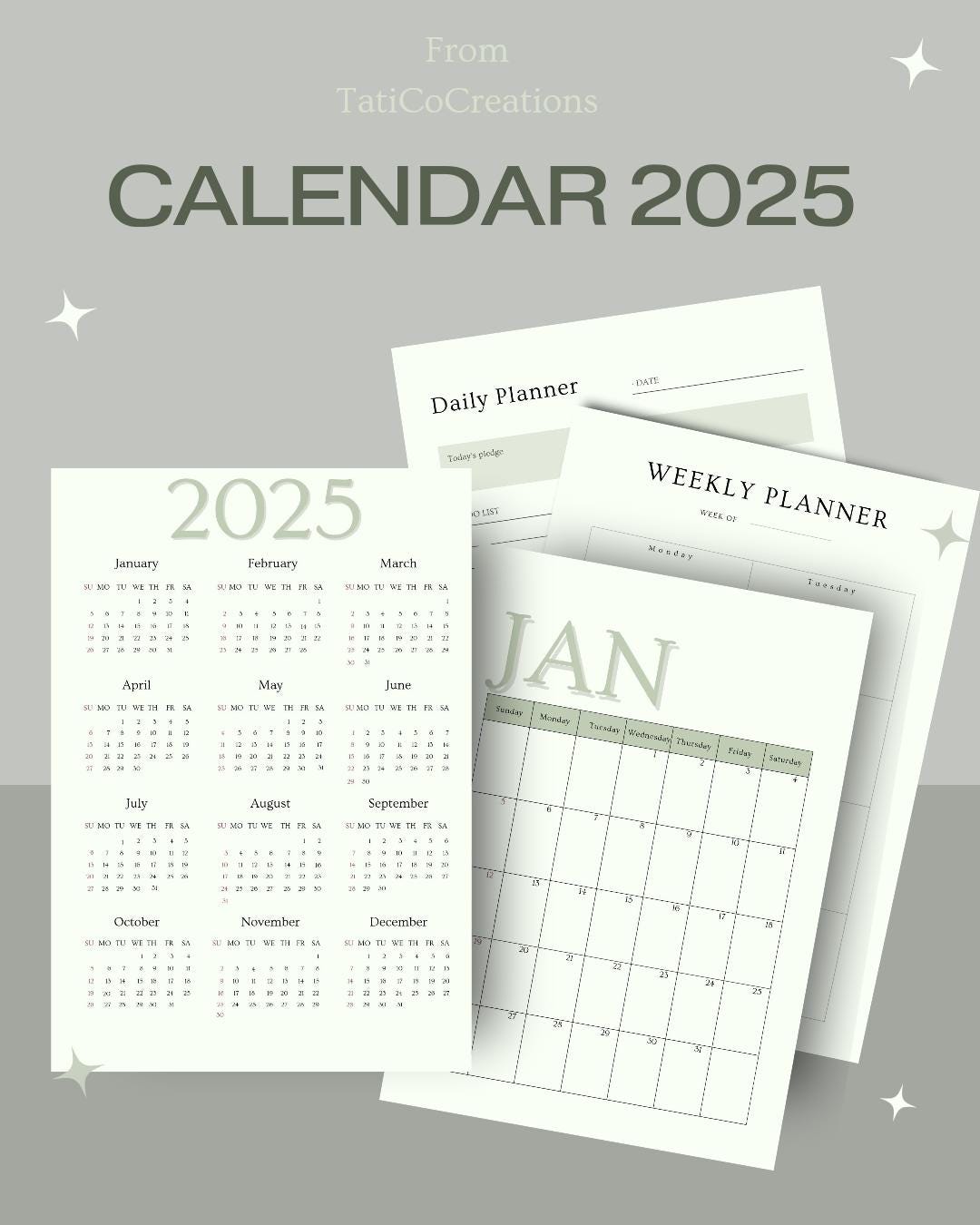 2025 Digital Calendar Printable Planner & Organizer - Etsy