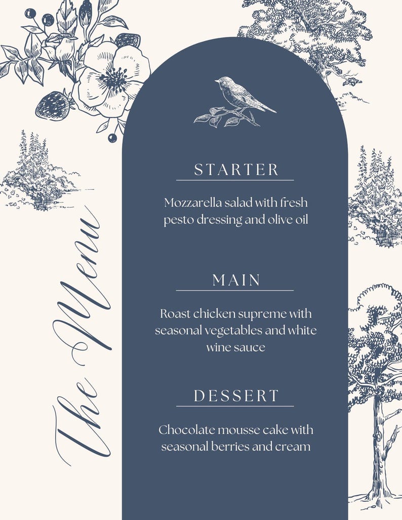 Menu Template Weddings, Events, Restaurants, Food, Signs, Customizable ...