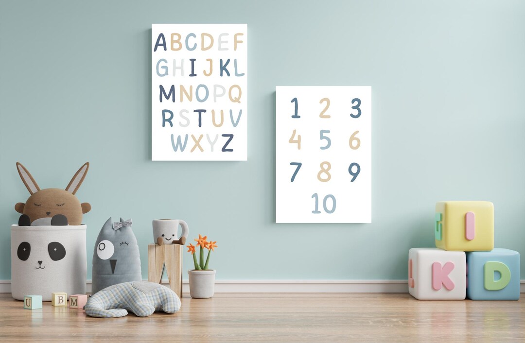 Colorful Alphabet and Numbers Poster to Learn Letters Kids Wall Decor ...