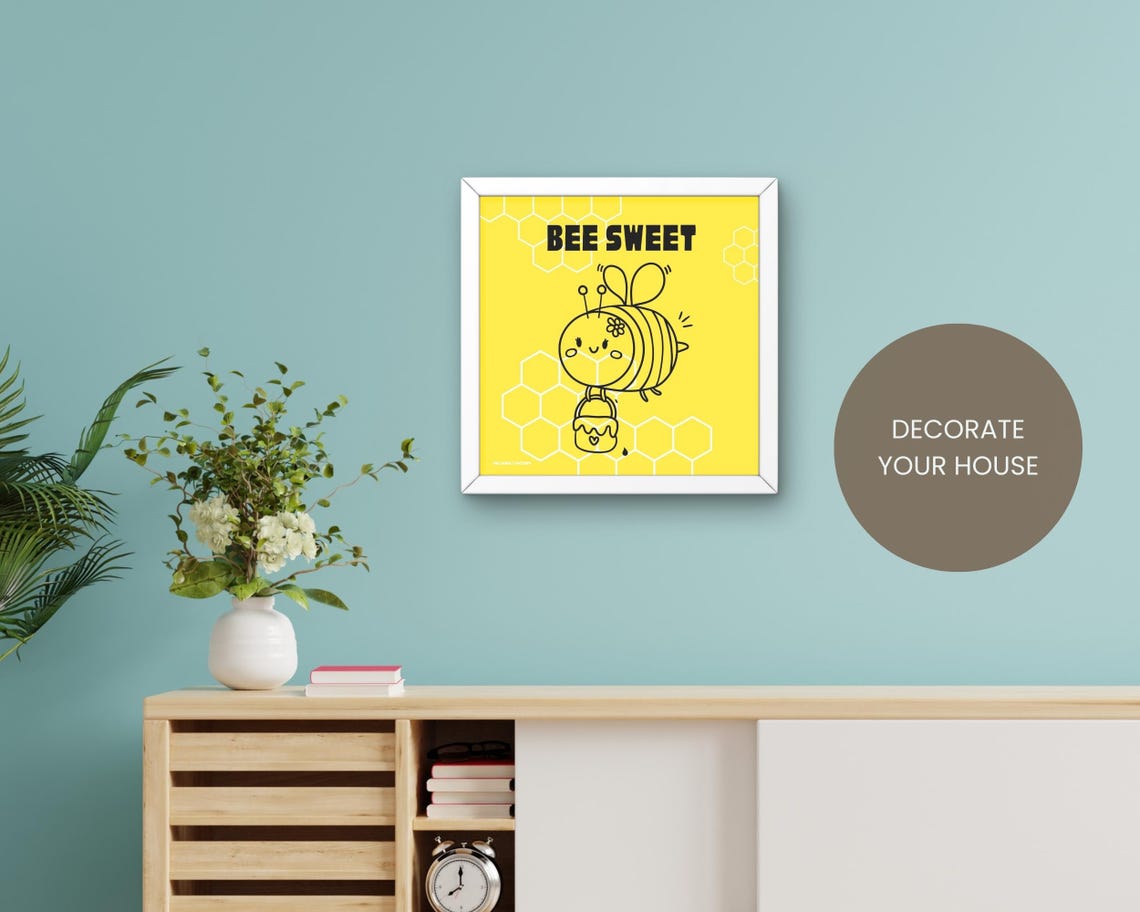 Bee Sweet Printable Poster Bee Wall Digital Art Instant Download Square ...
