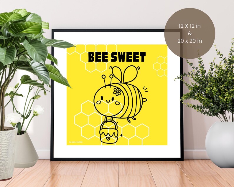 Bee Sweet Printable Poster Bee Wall Digital Art Instant Download Square ...