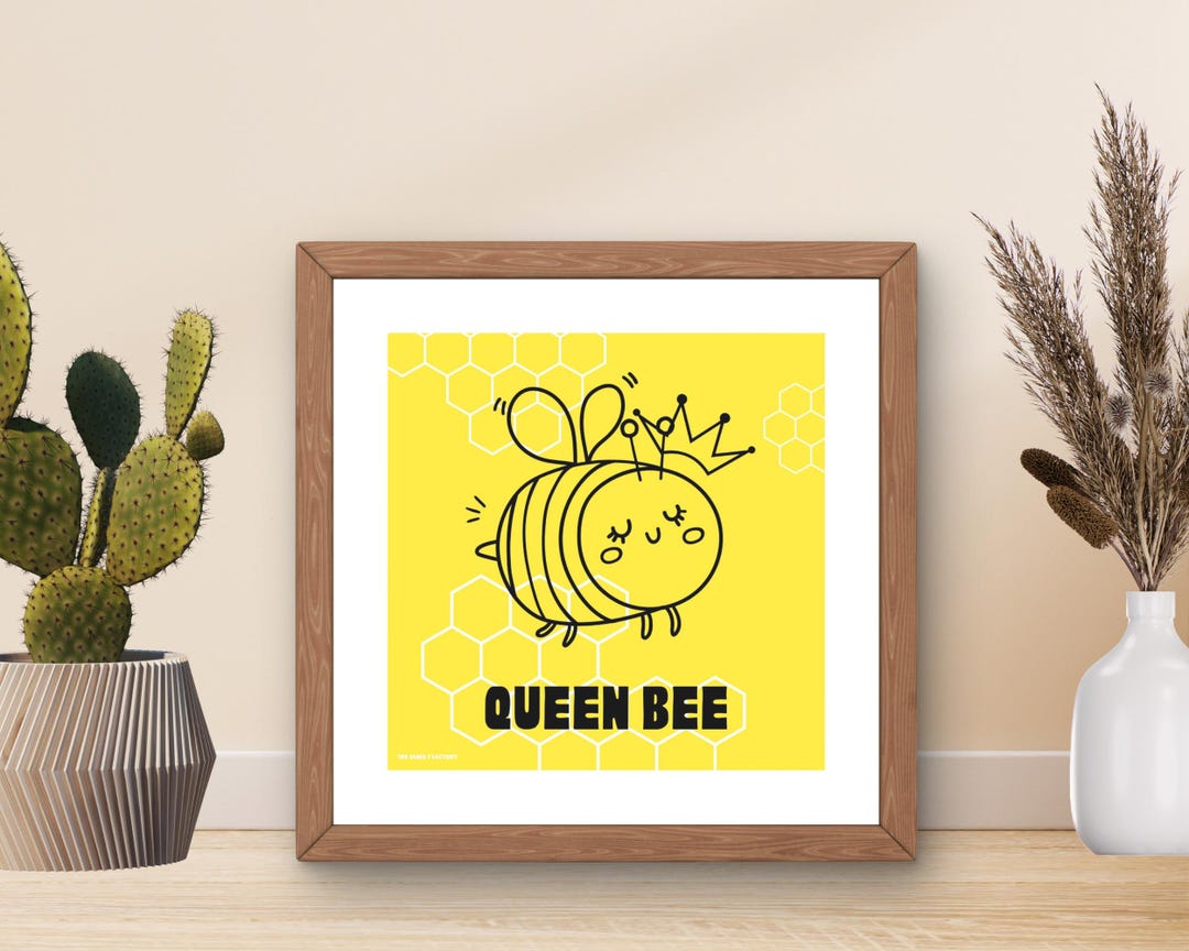 Queen Bee Printable Poster Bee Wall Digital Art Instant Download Square ...