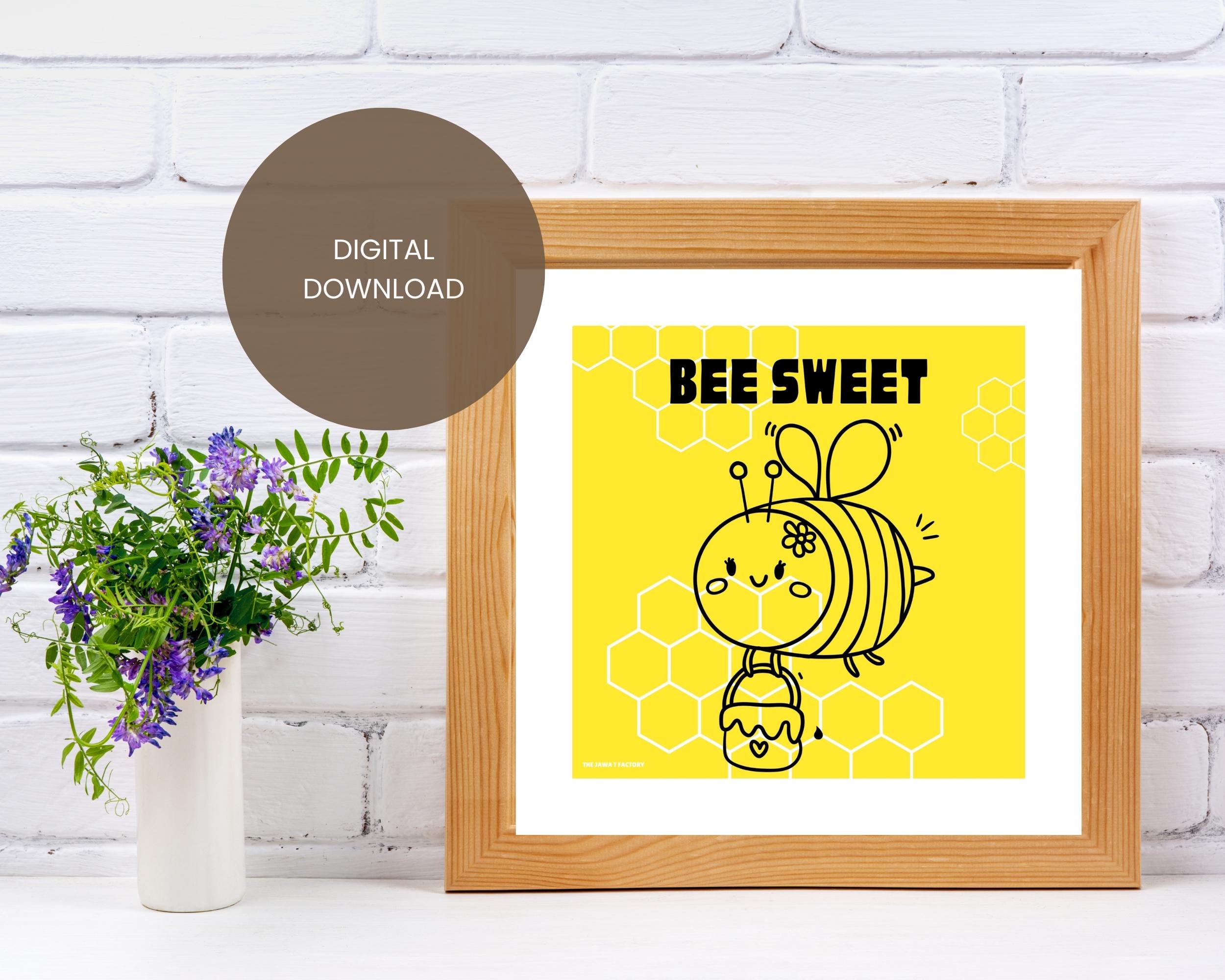 Bee Sweet Printable Poster Bee Wall Digital Art Instant Download Square ...