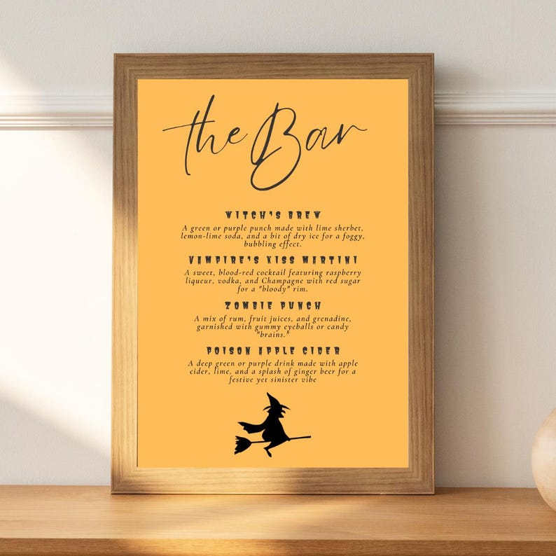 Halloween Bar Menu & Drink Sign | Printable, Editable Design Template ...