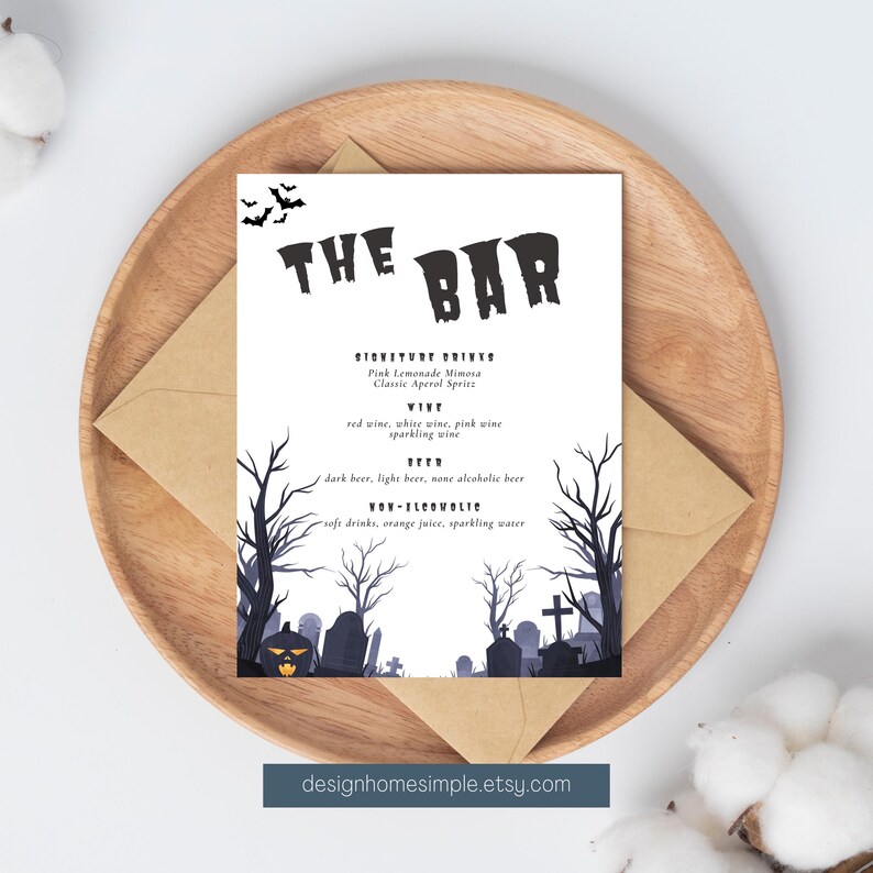 Halloween Bar Menu & Drink Sign | Printable, Editable Design Template ...