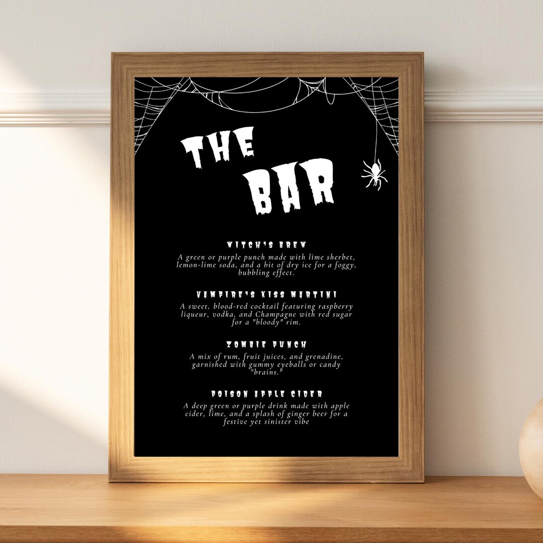 Halloween Bar Menu & Drink Sign | Printable, Editable Design Template ...
